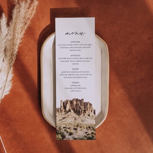 SUPERSTITION MOUNTAINS Menu Template, Desert Skyline Menu Printable ...