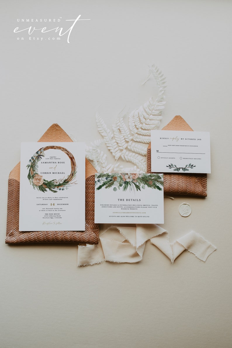 INGE Scandinavian Christmas Wedding Invitation Template - Etsy