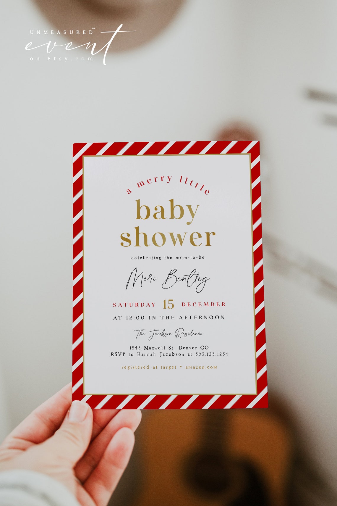 MERI Printable Christmas Baby Shower Invitation A Merry - Etsy
