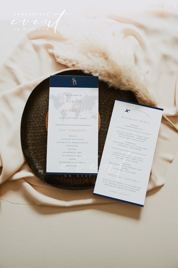 ATLAS Travel Themed Wedding Program Template Destination - Etsy