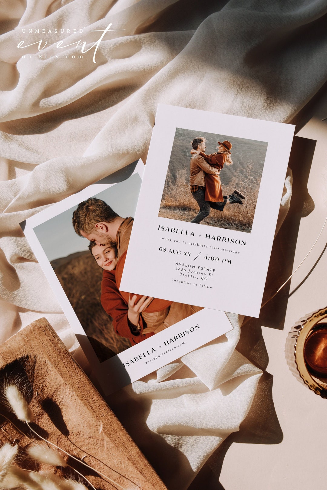 ZARA Minimal Wedding Invitation Template, Photo Wedding Invitation ...