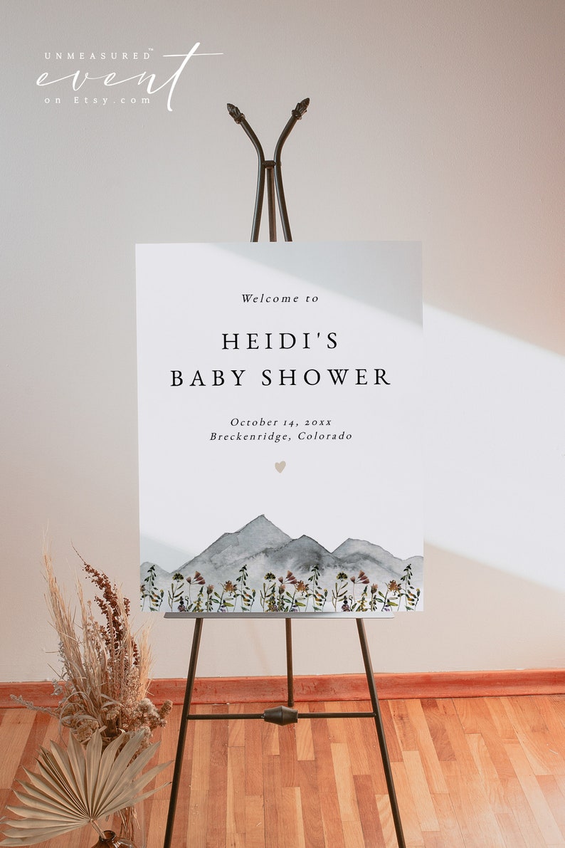 HEIDI Baby Shower Welcome Sign Printable, Wildflower Baby Shower ...