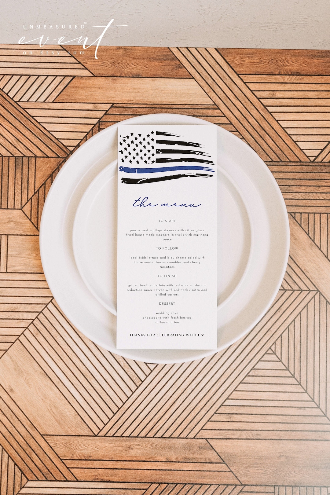 Police Thin Blue Line Menu Template, Thin Blue Line Flag Menu, Police ...