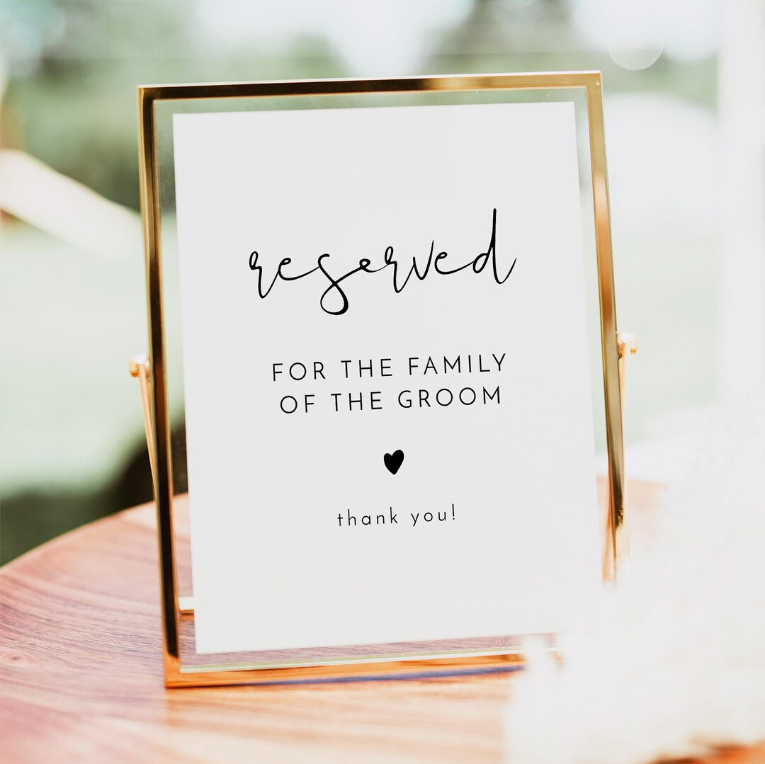 Minimalist Reserved Table Sign Template, Reserved for Family of the ...