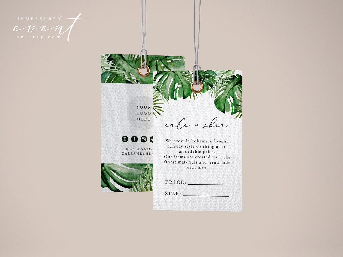 Clothing Hang Tag Printable, Small Business Tag Template, Tropical Hang ...