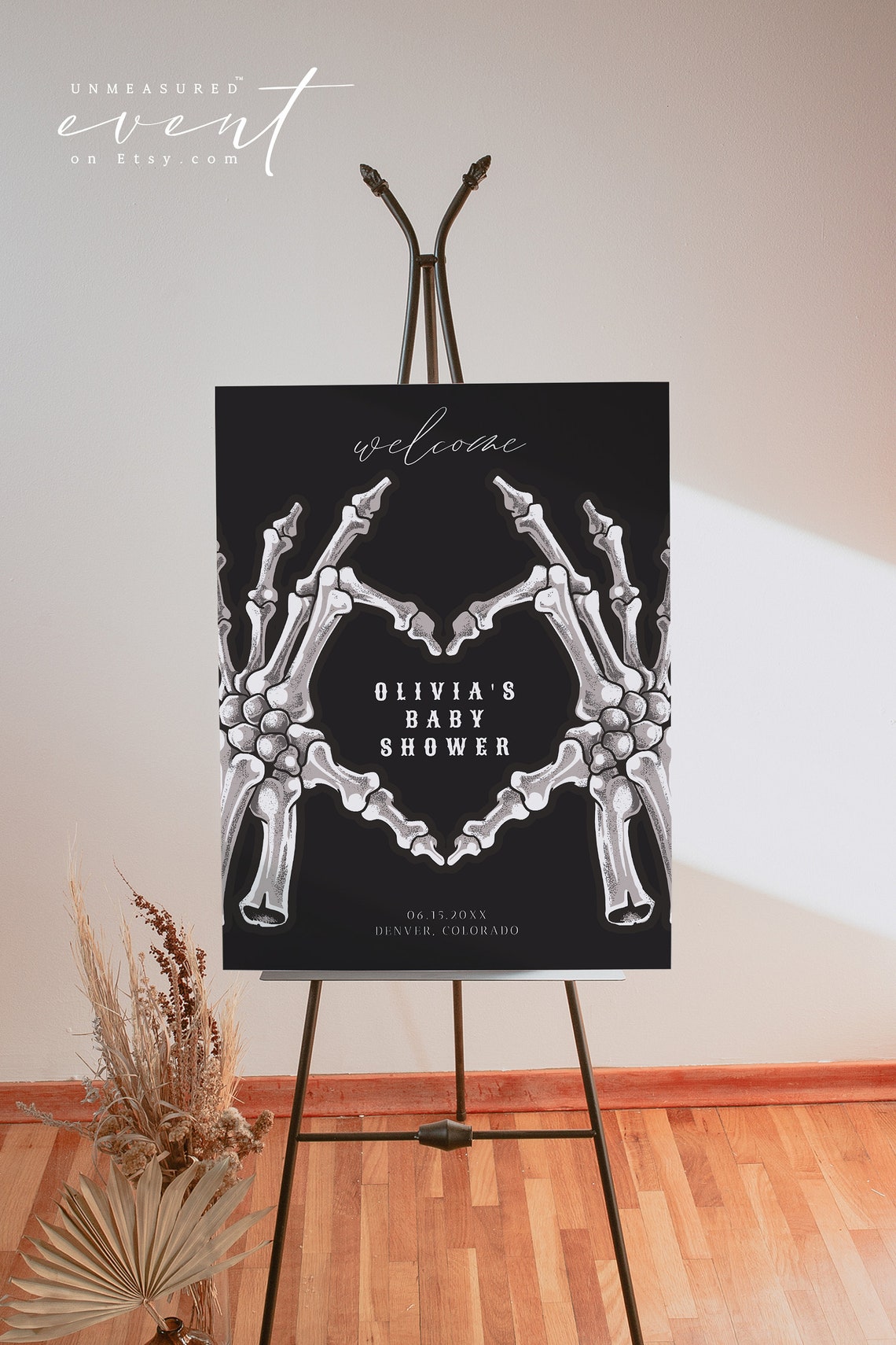 NOVA Skeleton Baby Shower Welcome Sign Gothic Baby Shower - Etsy