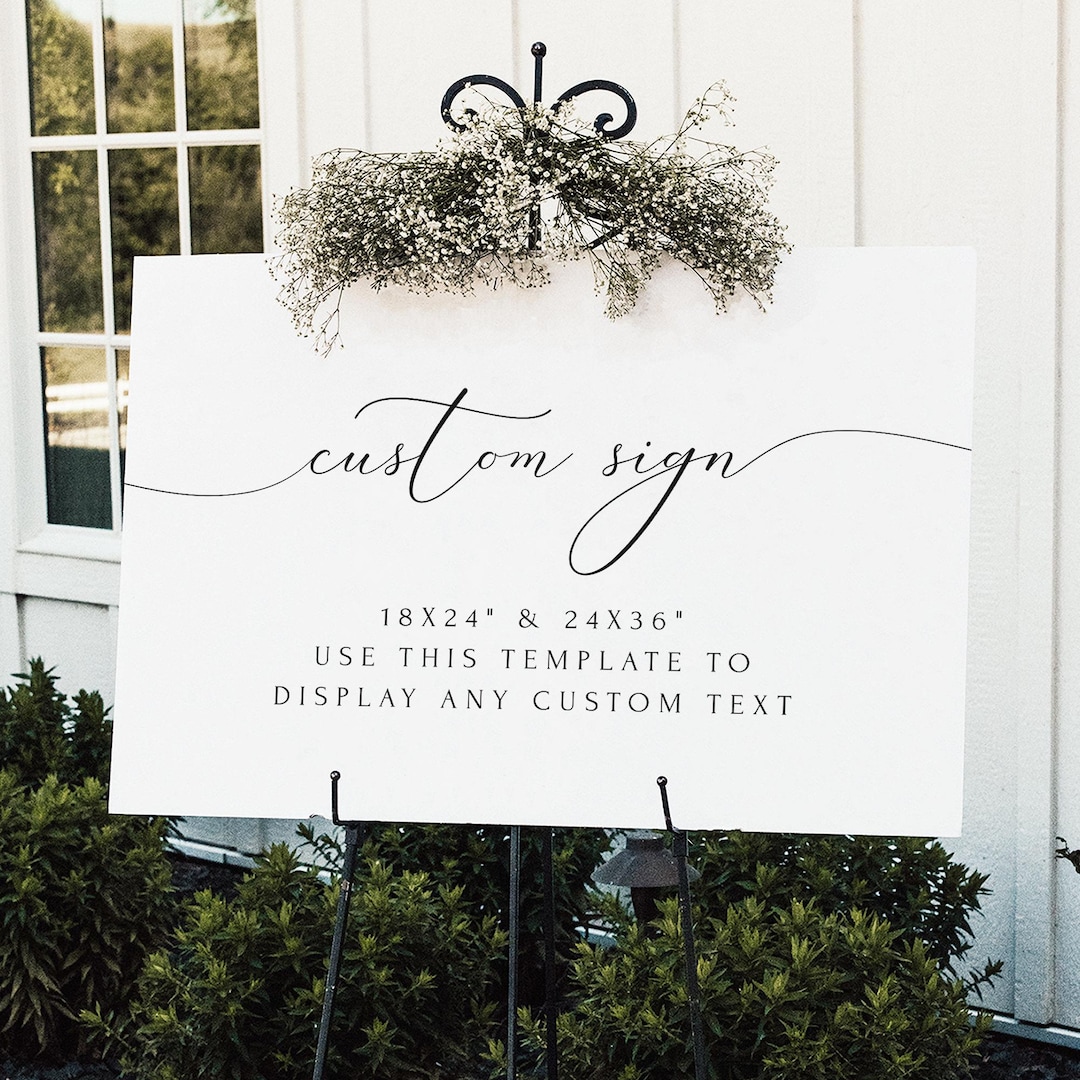 Calligraphy Wedding Sign Template, Large Custom Wedding Sign, Wedding ...