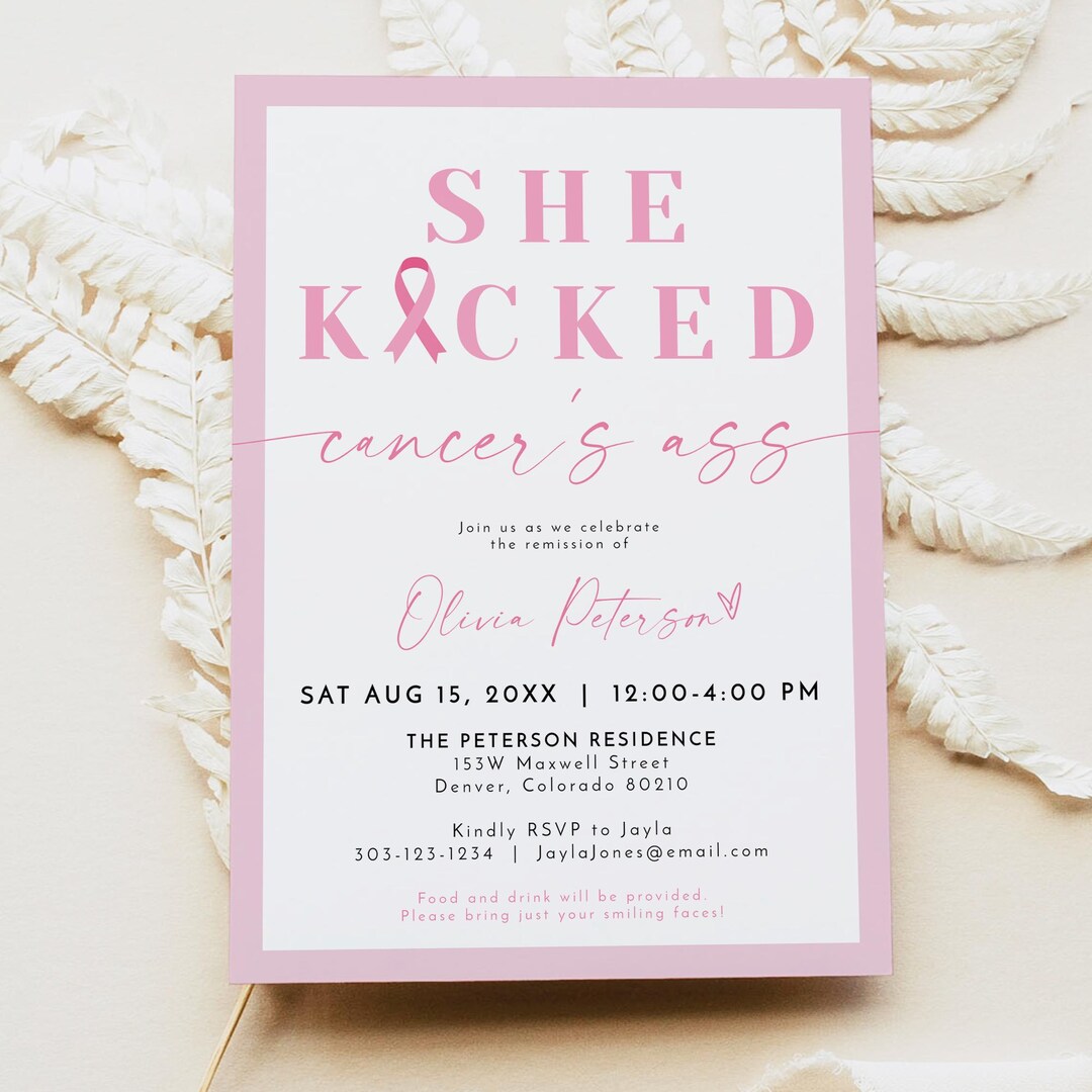 Cancer Remission Invitation Template, Breast Cancer Remission Party ...