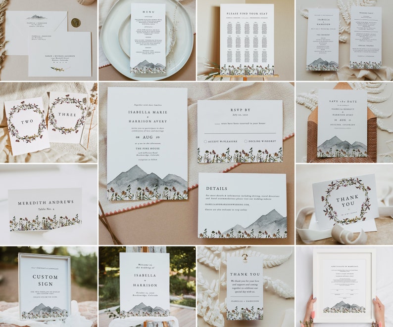 HEIDI Wedding Bundle Large Wedding Printable Kit Mountain | Etsy