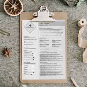 Gray Classic Resume Template, Resume Template Instant Download ...
