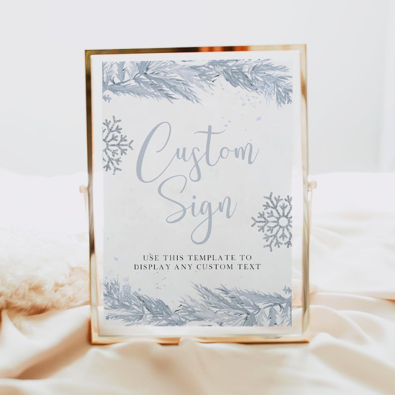 Custom 8x10" Sign Printable Template, Winter Onderland Birthday Table ...