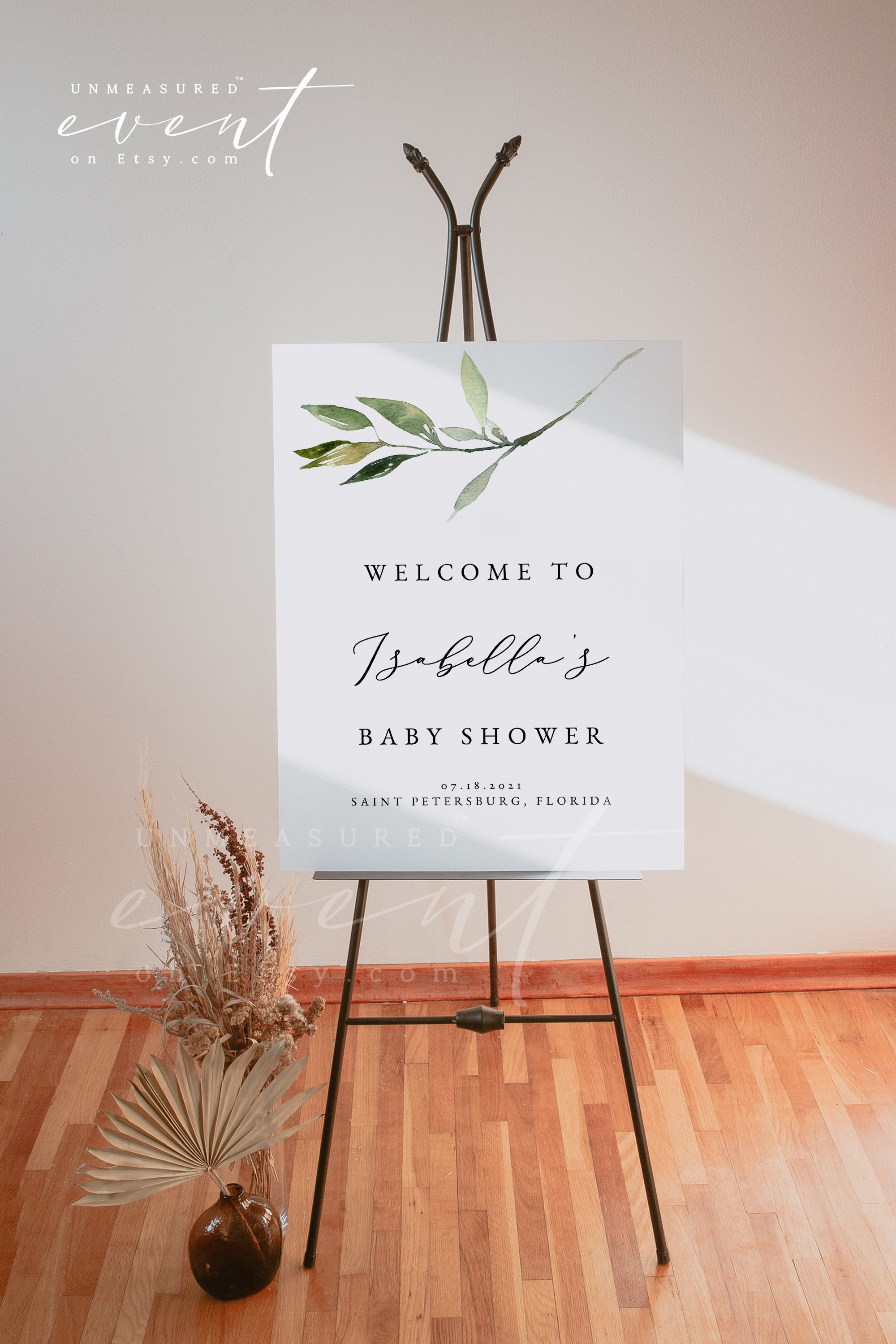 ISABELLA Baby Shower Welcome Sign Template, Printable Baby Shower ...