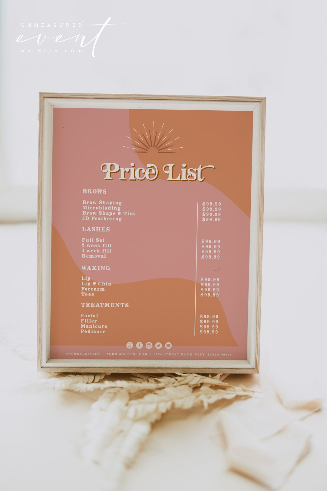 Retro Price List Template, Business Price List Printable, 70's Themed ...