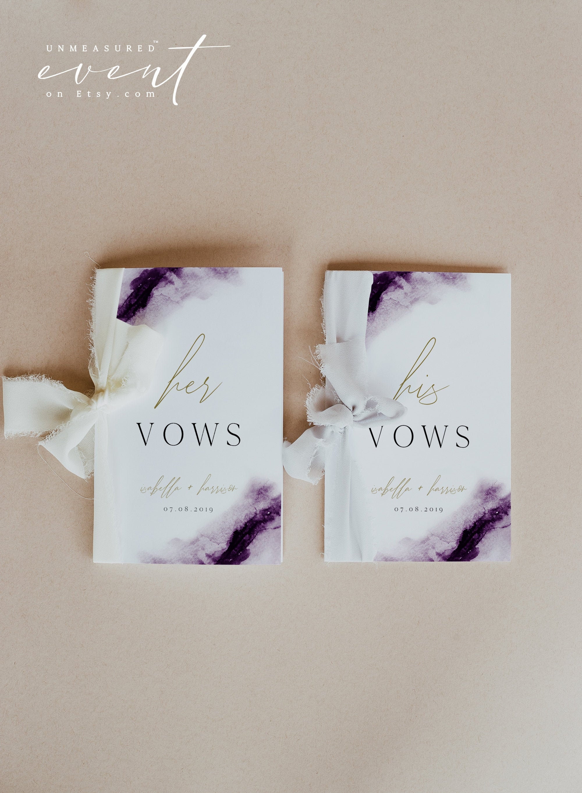 IRIS Wedding Vow Book Template Purple Watercolor Wedding | Etsy
