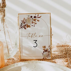 Fall Wedding Table Number Template, Autumn Floral Table Number, Table ...