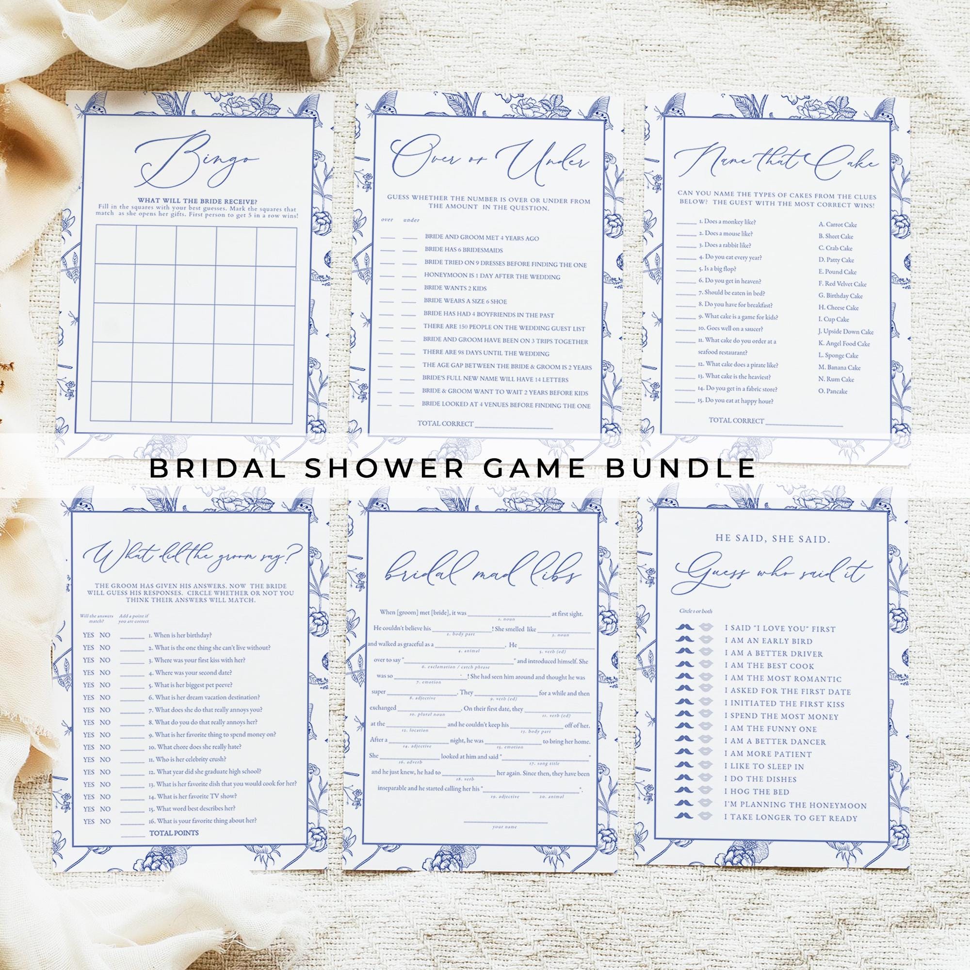AURELIA Bridal Shower Game Bundle, Chinoiserie Bridal Shower Game ...