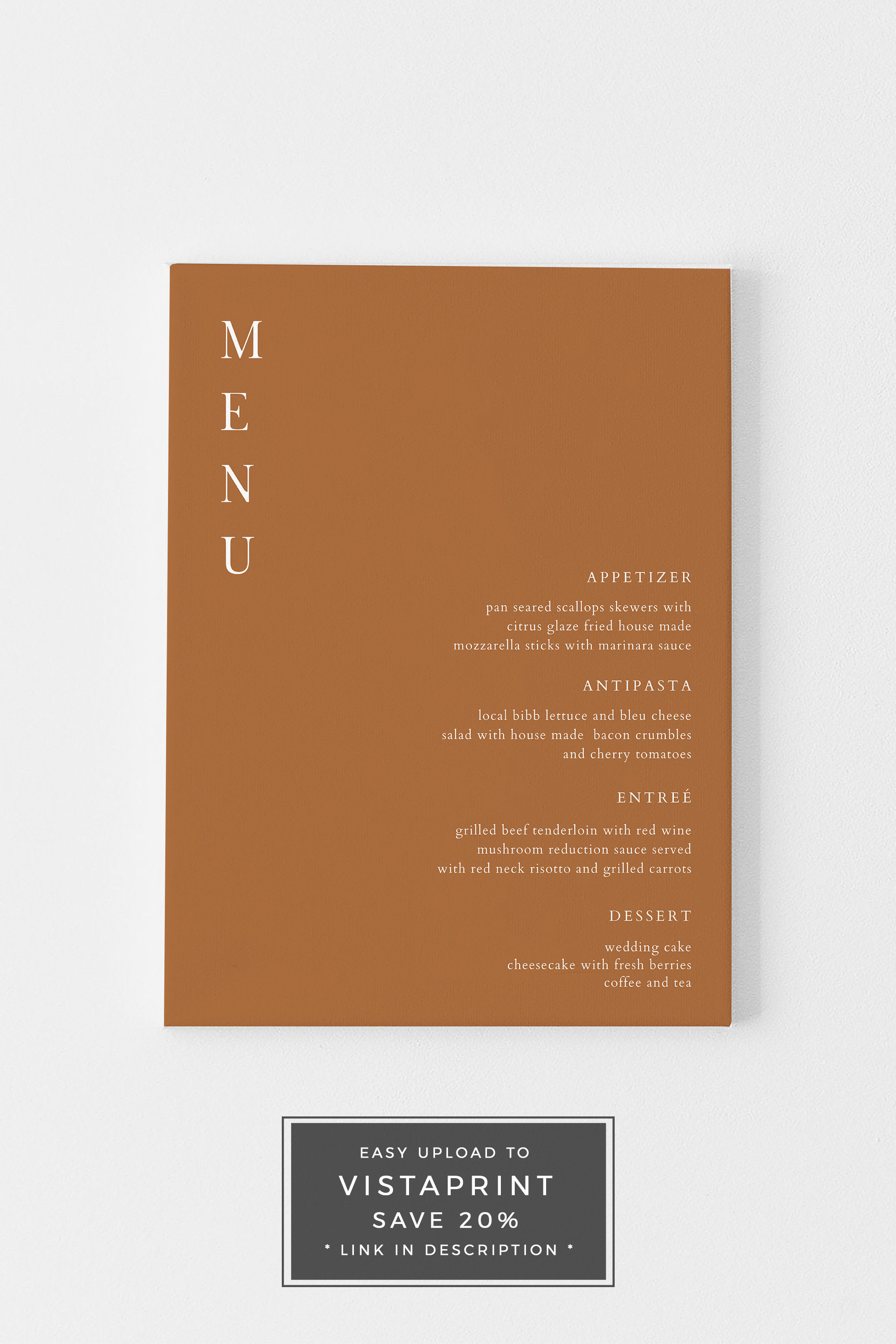 MIA Burnt Orange Menu Sign Template, Terracotta Wedding Menu Poster ...