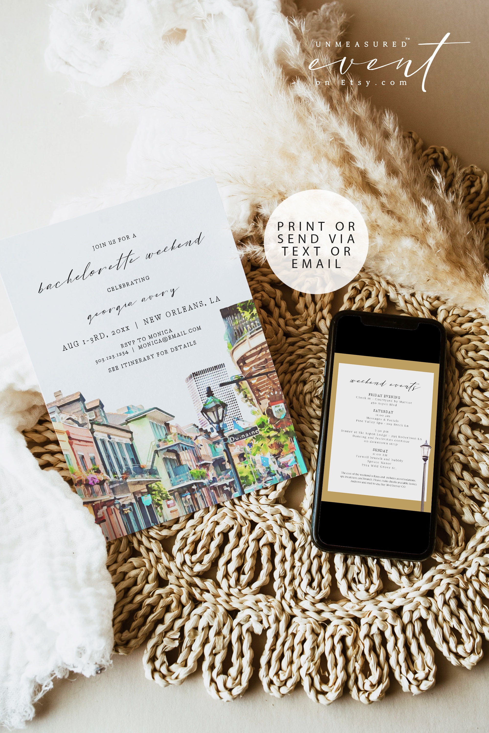 NOLA New Orleans Bachelorette Invitation Template Mardi Gras - Etsy
