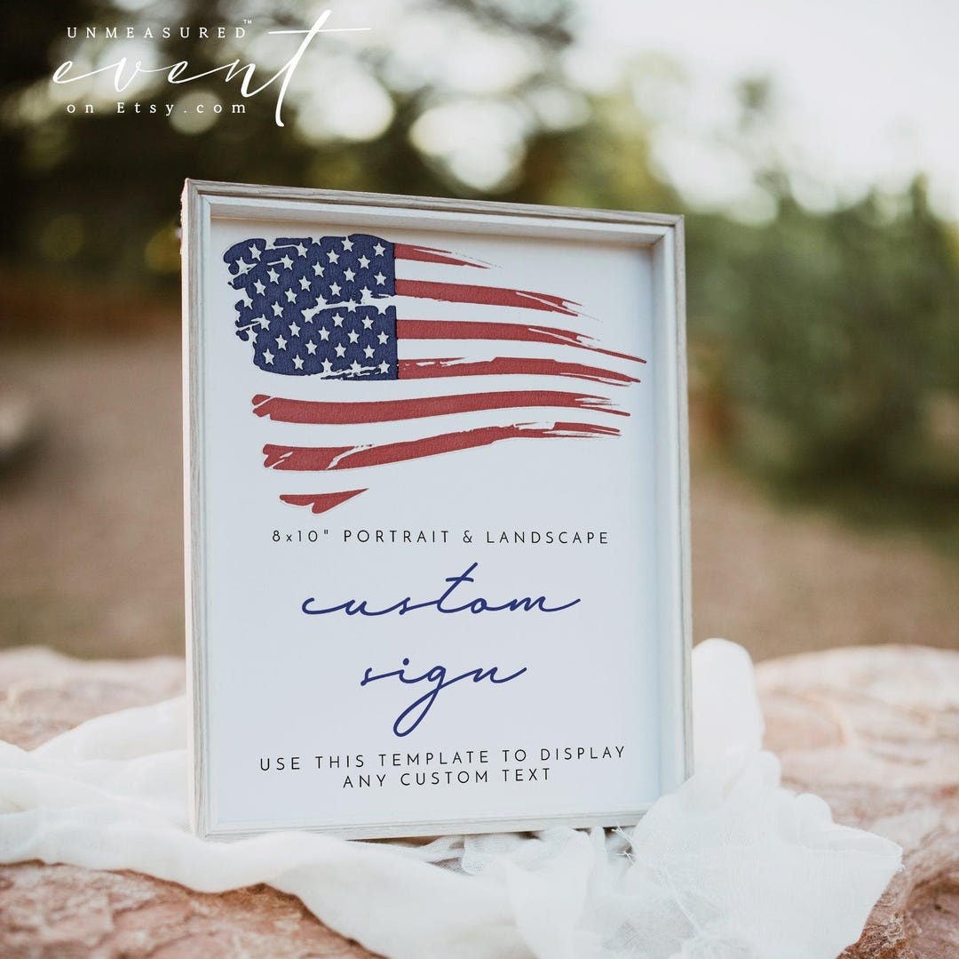 AMERICAN FLAG Custom 8x10" Sign Template, Usa Flag Custom Signage ...