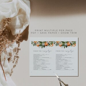 Finish the Nursery Rhyme Game Printable, Orange Baby Shower Games ...