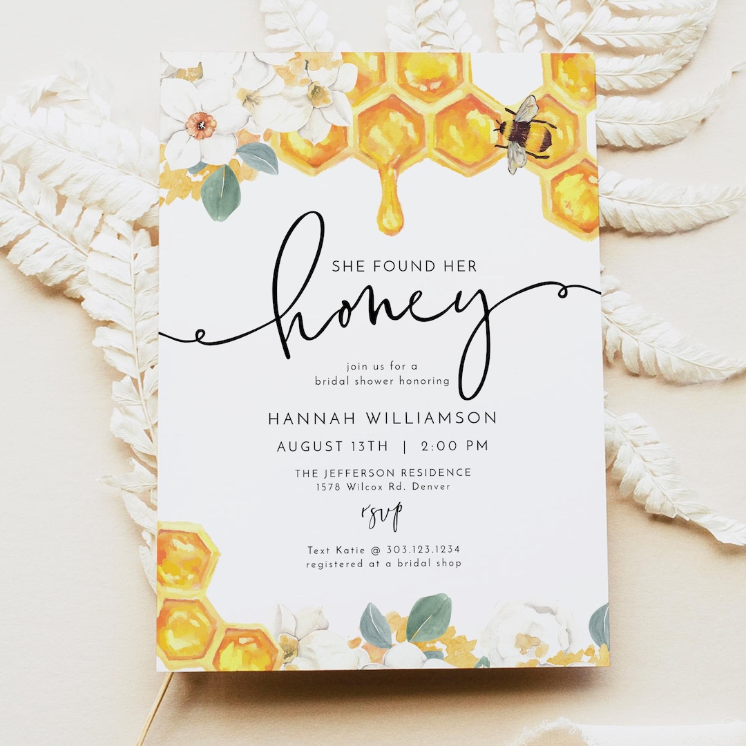 Honey Bridal Shower Invitation Template, She Found Her Honey Invite ...
