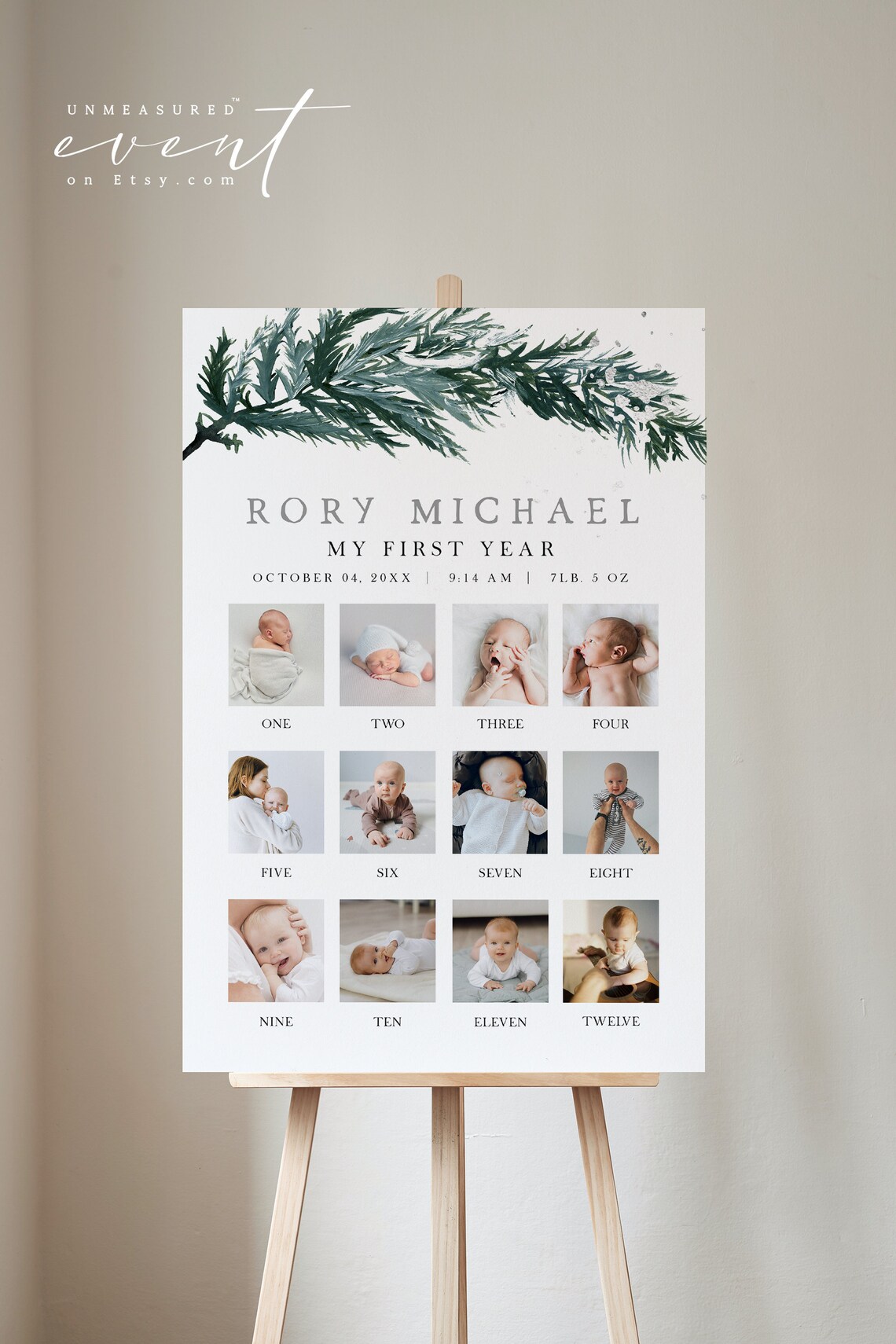 RORY Rustic Winter Pine Photo Baby Milestone Sign Winter Onderland ...