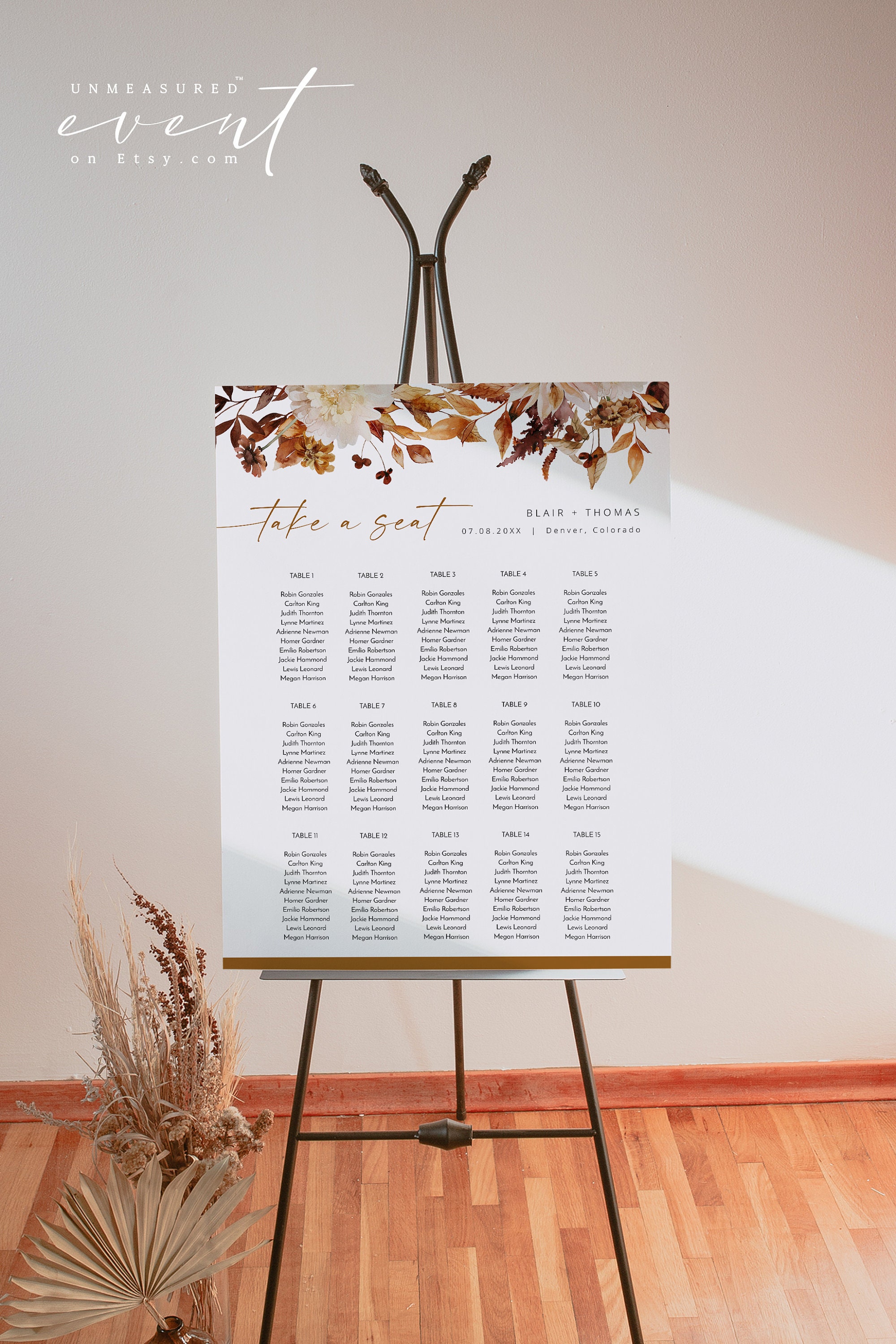 TALIA Autumn Wedding Seating Chart Template Fall Wedding - Etsy