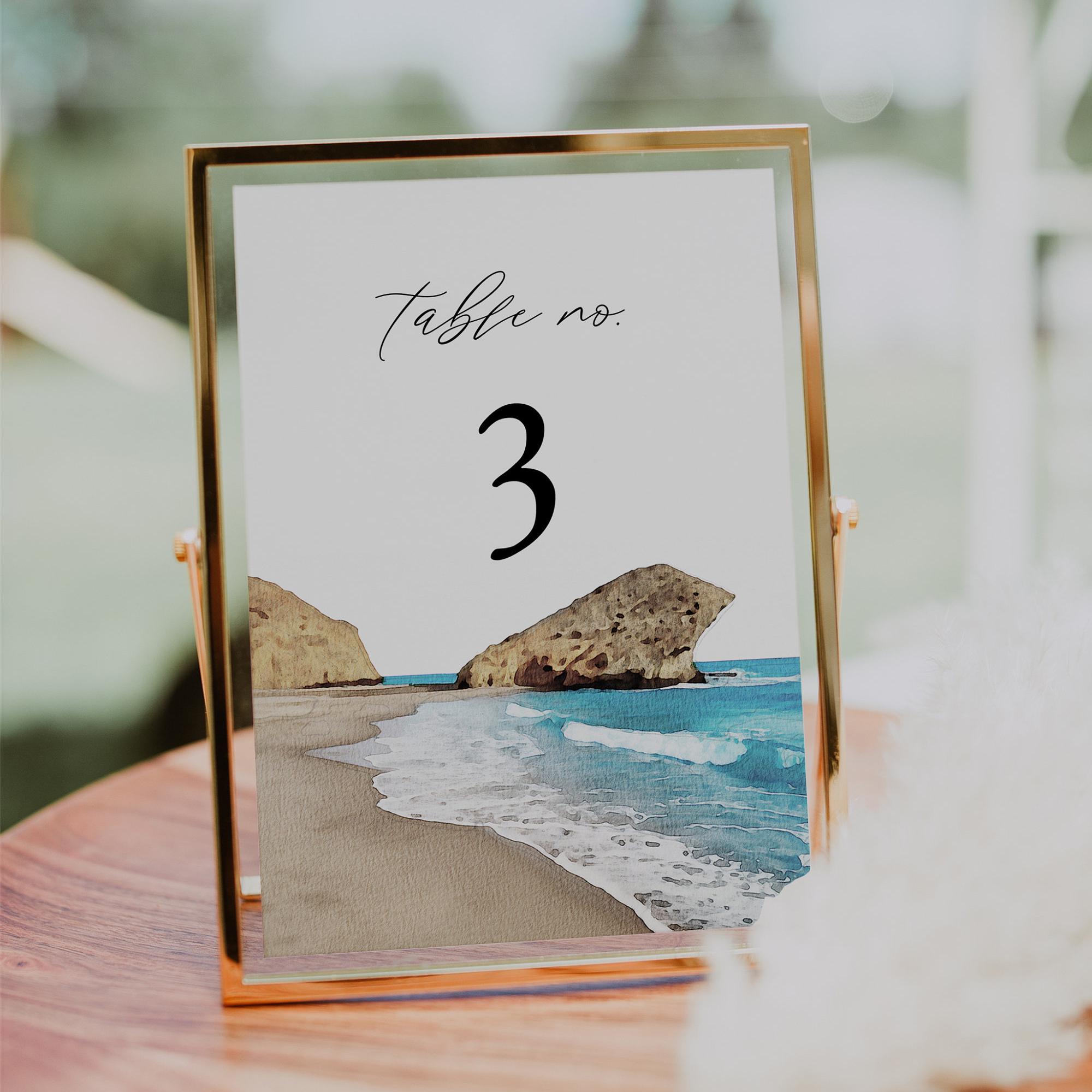 Table Number Template, Cabo Watercolor Table Number, Cabo Wedding Table ...