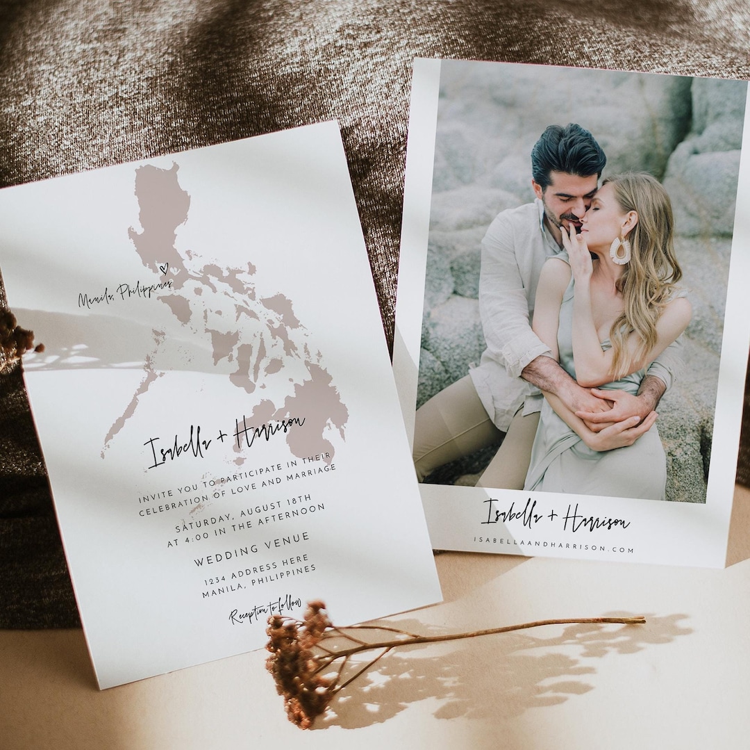 Philippines Wedding Invitation Template, EDITABLE Map Wedding Invite ...