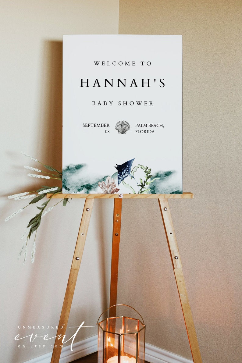 ARIEL Tropical Baby Shower Welcome Sign Template Beach Baby - Etsy