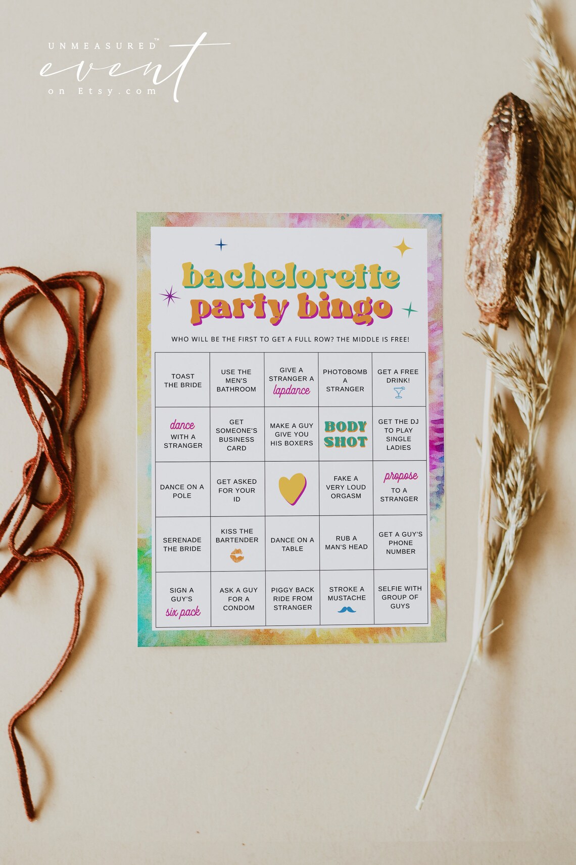 LORI 70's Bingo Bachelorette Game Printable Tie Dye - Etsy