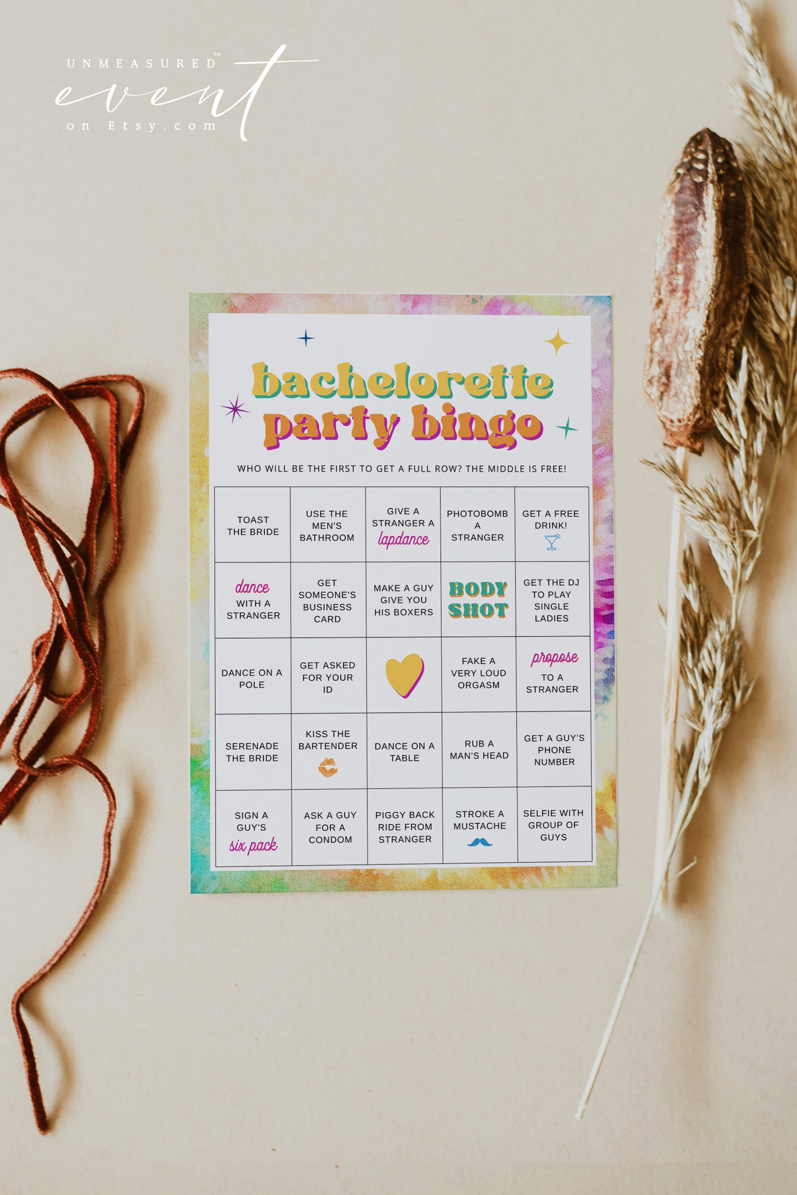 LORI 70's Bingo Bachelorette Game Printable Tie Dye - Etsy