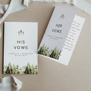 JENNA Forest Wedding Vow Book Template, Pine Tree Wedding Vows ...