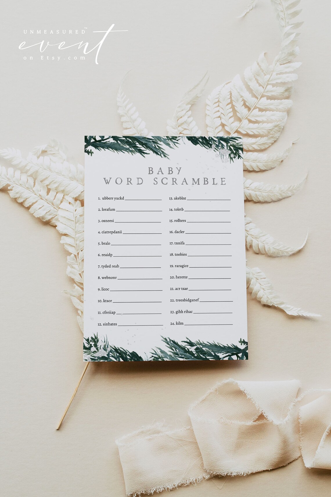 RORY Rustic Pine Word Scramble Baby Shower Game Template - Etsy