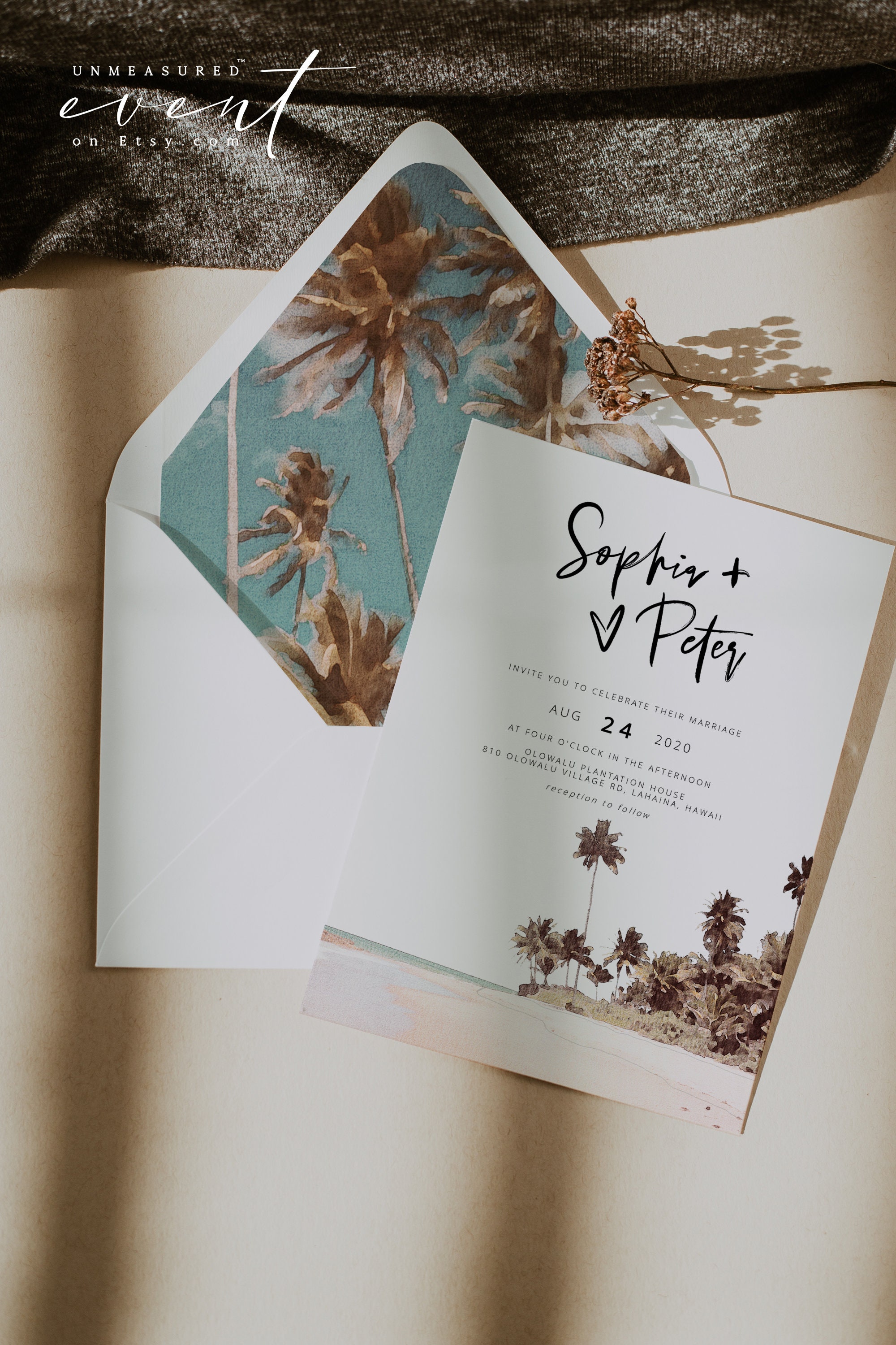 SOPHIA Tropical Envelope Liner Printable Beach Envelope | Etsy