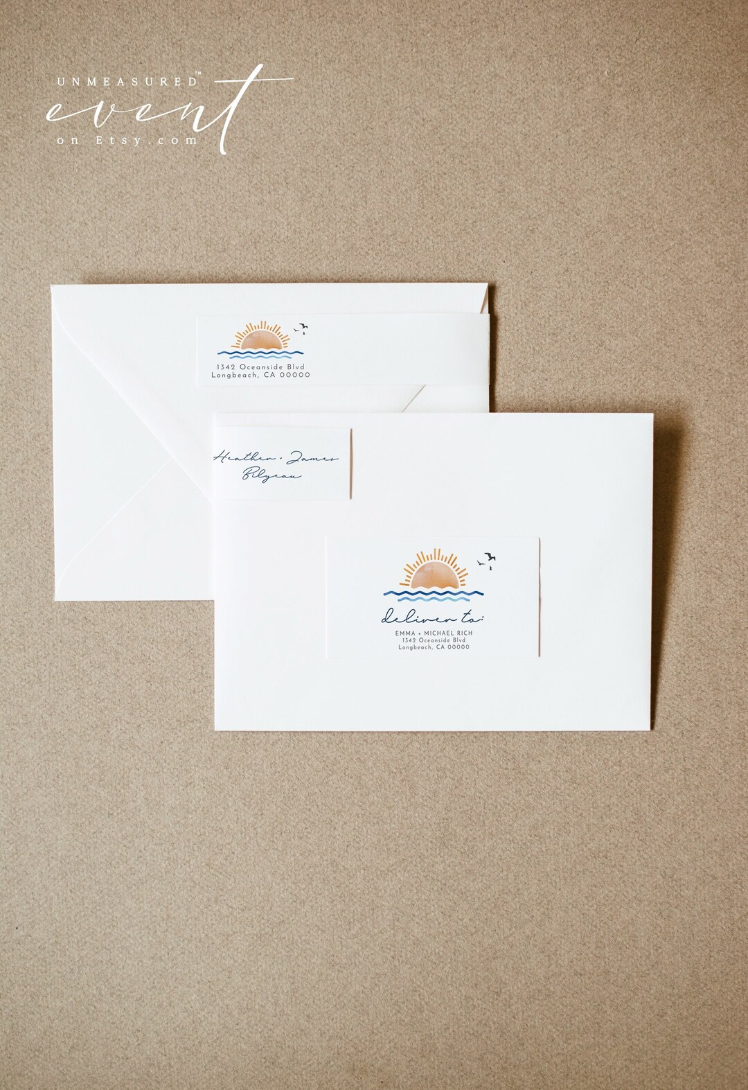 OCEANSIDE Address Label Template, Ocean Themed Printable Address ...