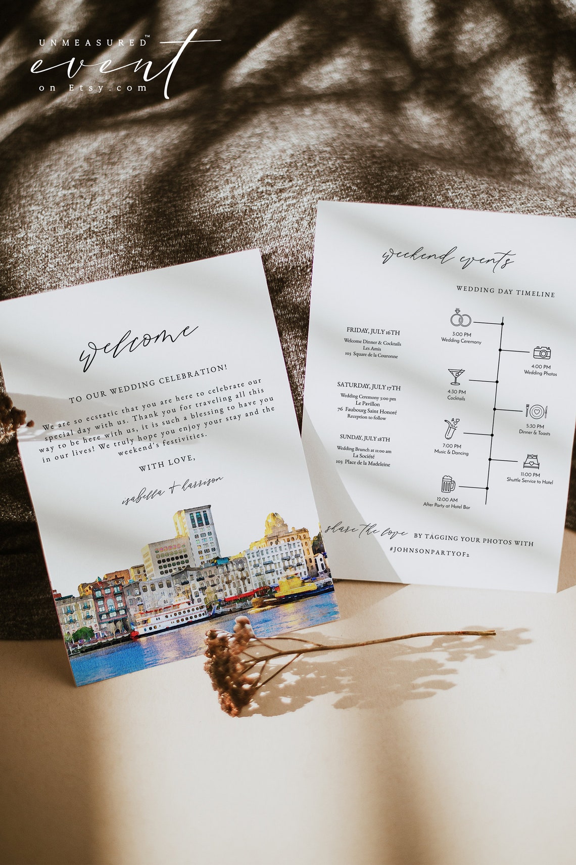 SAVANNAH Wedding Welcome Letter Template, Savannah Skyline Wedding ...