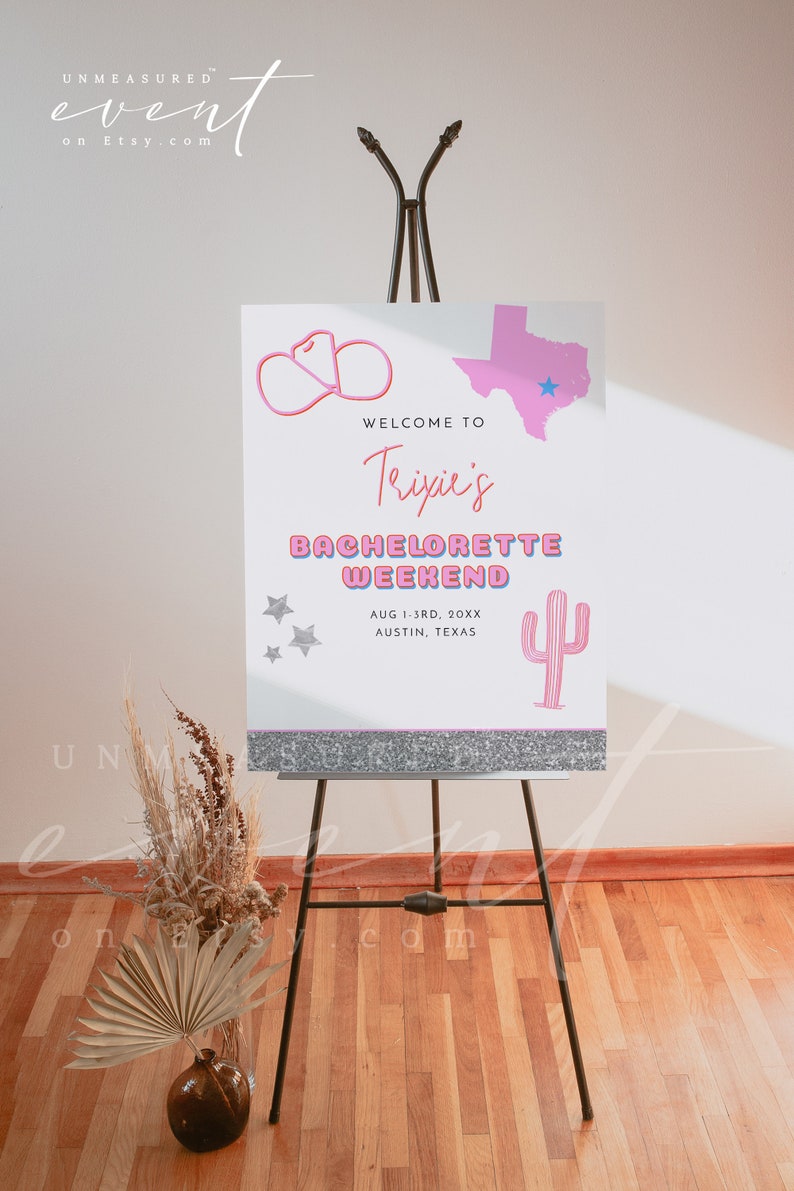DINA Space Cowgirl Bachelorette Welcome Sign Template - Etsy
