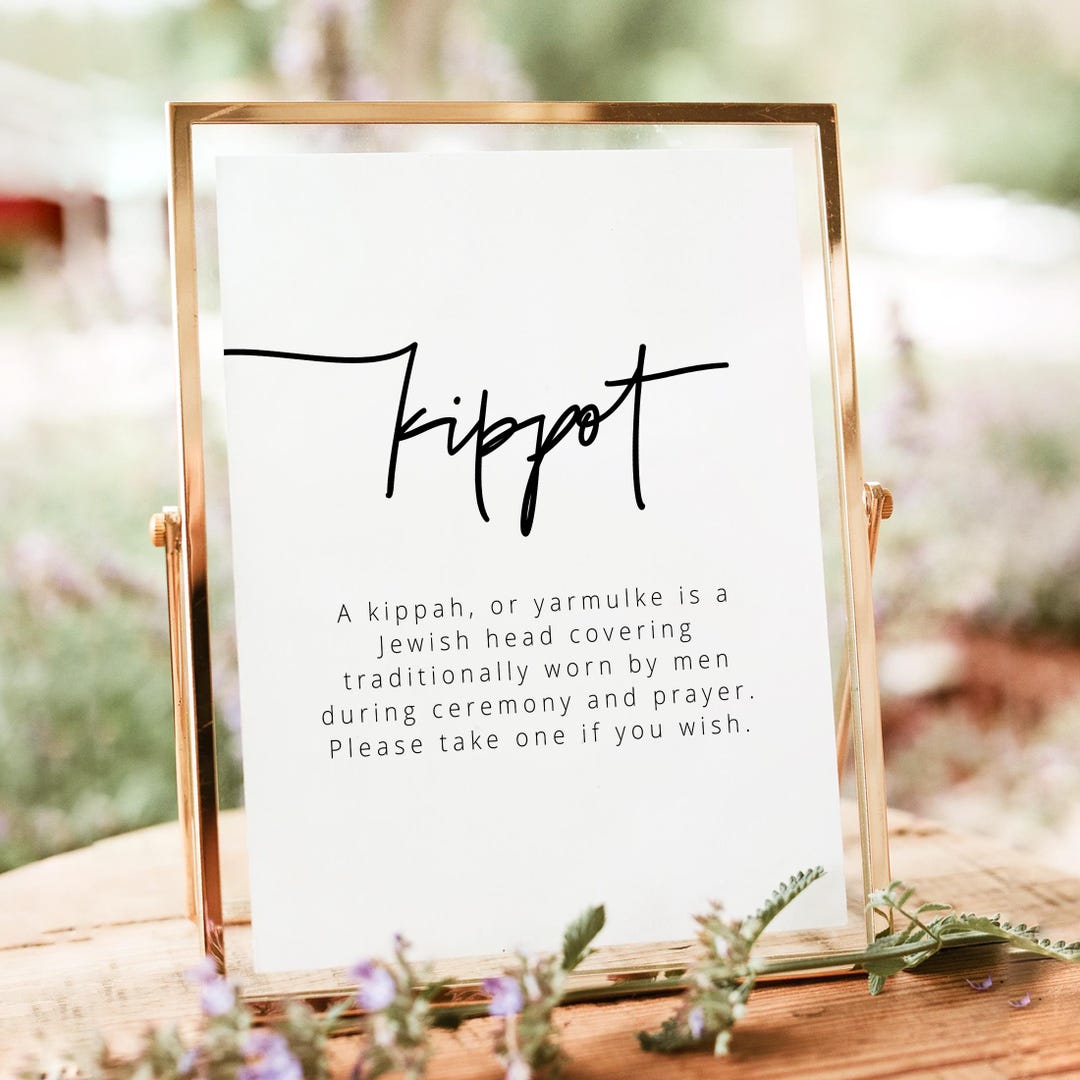 MARLO PRINTED + SHIPPED Kippot Sign, 8x10" Wedding Yarmulke Sign ...