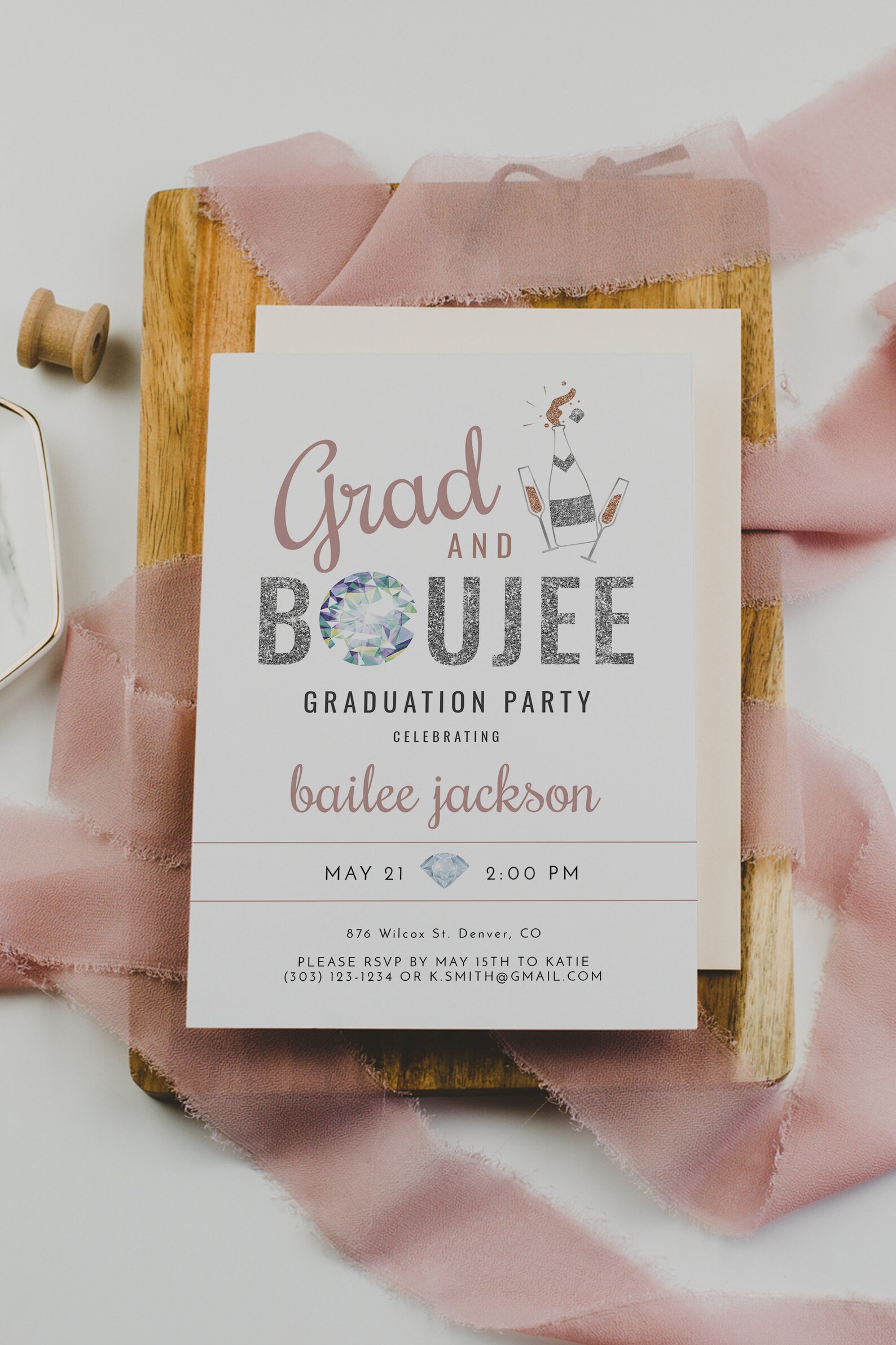 GENNA Grad and Boujee Invitation Template Graduation Party | Etsy