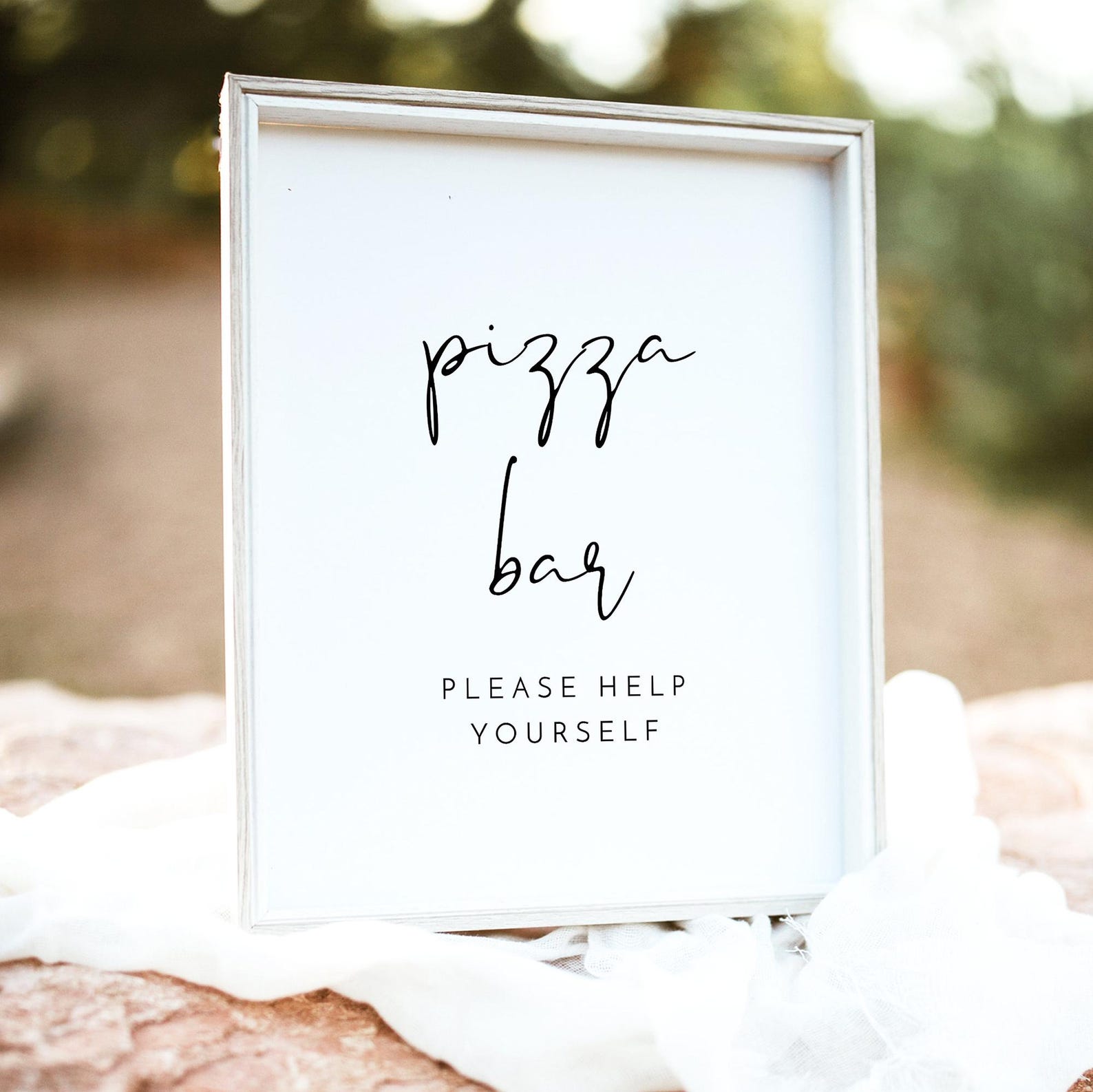 Pizza Bar Sign Printable, Modern Food Table Sign Template, Minimalist ...