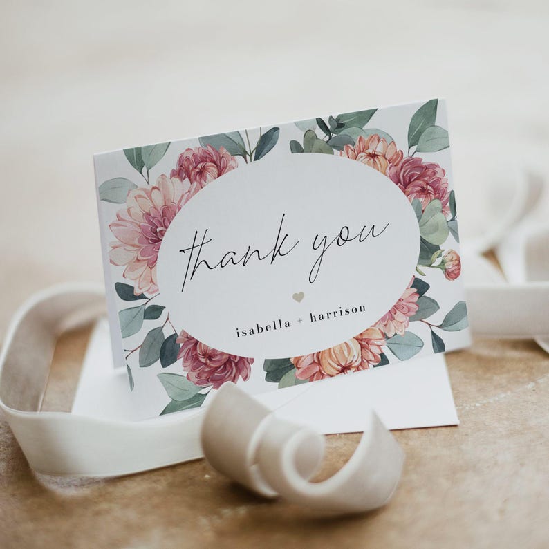 Thank You Card Template, Printable Wedding Thank You Card, Australian ...