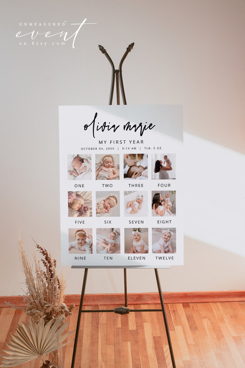 MARLO First Birthday Photo Sign Template, 1st Birthday Photo Poster ...