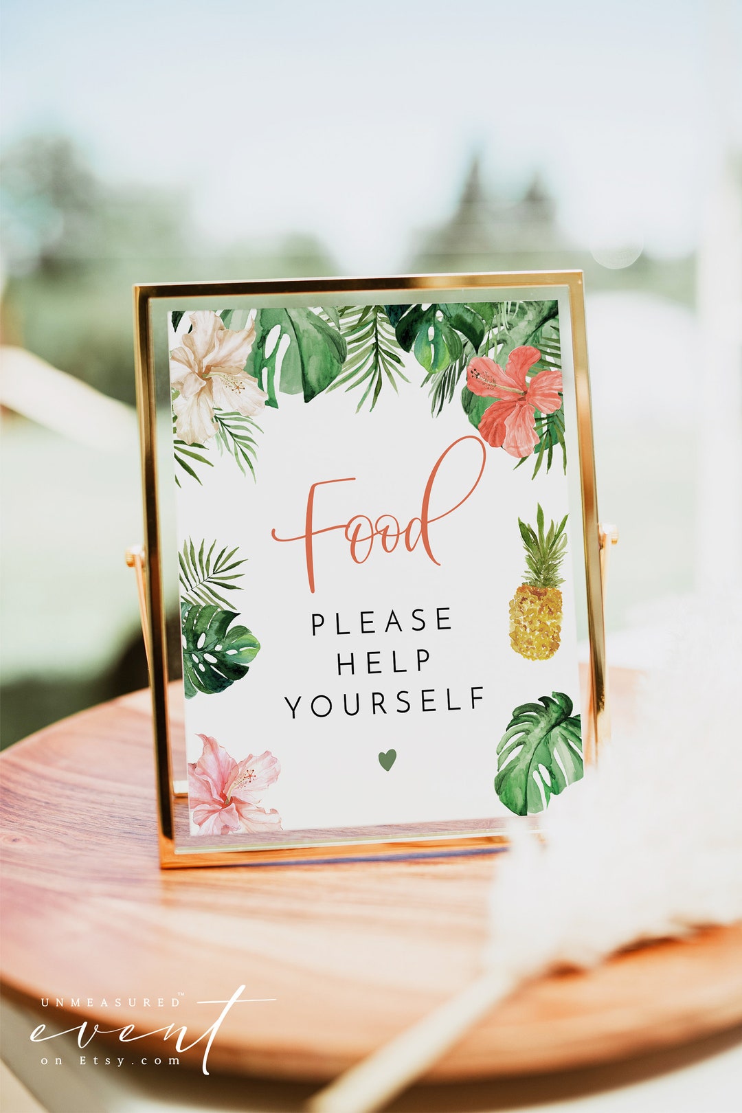 Luau Food Sign Printable, Tropical Wedding Food Sign, Palm Leaf Grazing ...