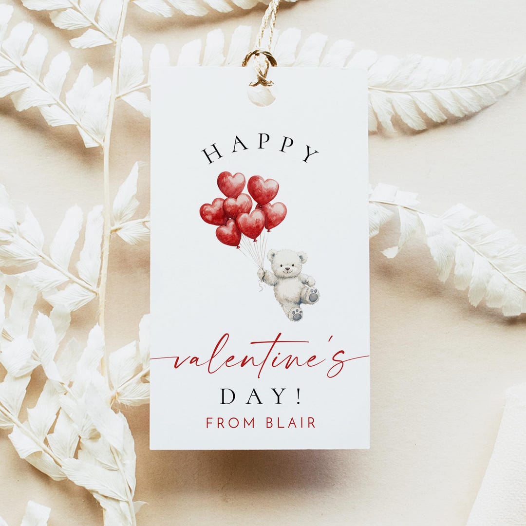 BLAIR Valentine's Day Tag Template, Printable Valentine's Day Tag ...