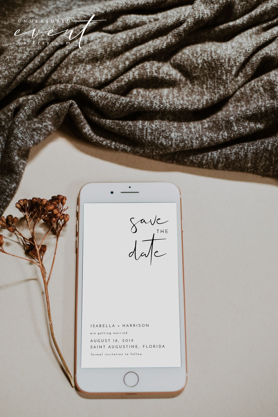 ADELLA Minimalist Save the Date Text Invitation, Modern Electronic Save ...