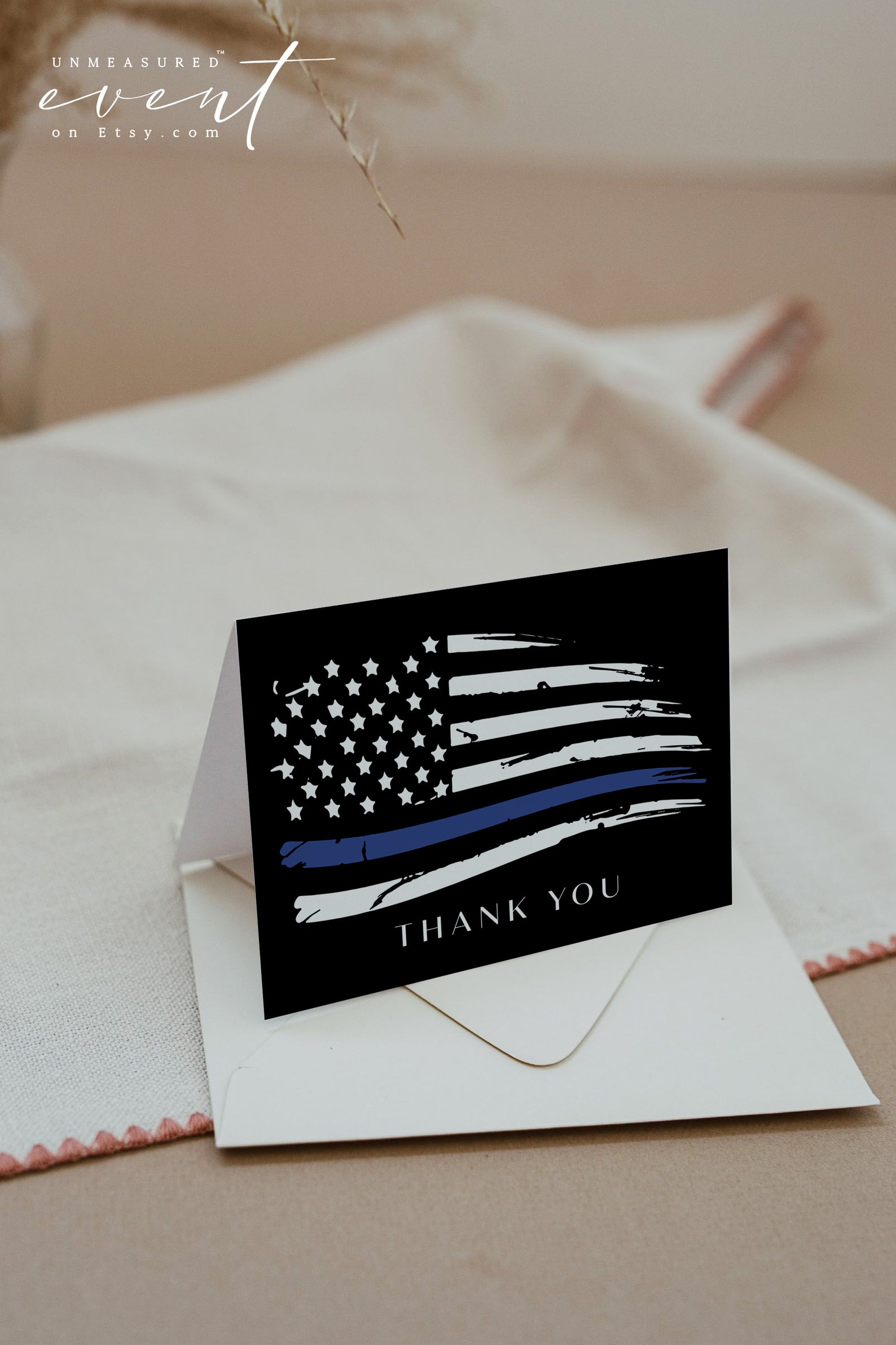 Police Thank You Card Template Printable Thin Blue Line Thank | Etsy