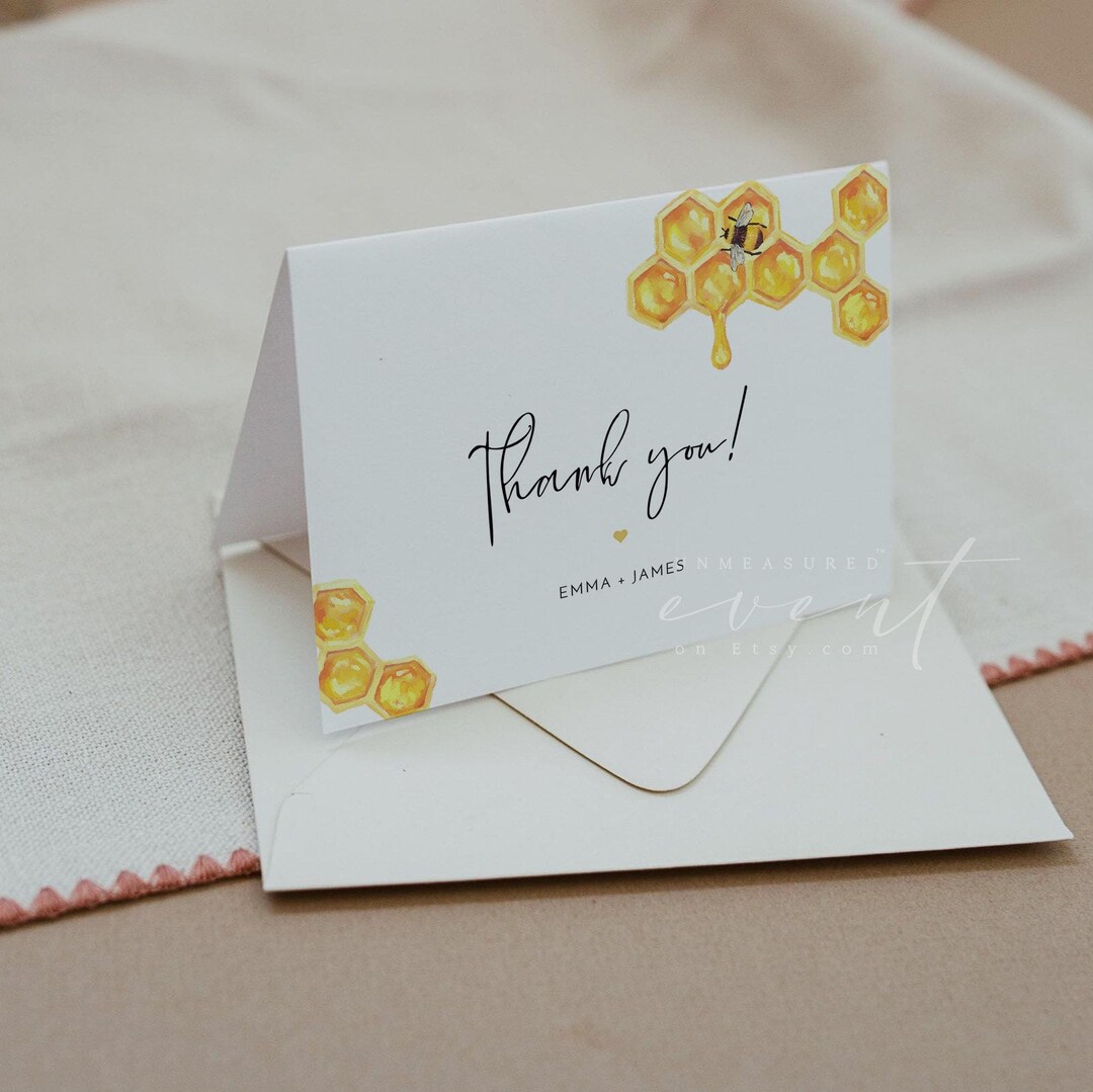 Bumble Bee Thank You Card Template, Honey Bee Thank You Cards ...