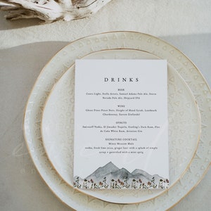 HEIDI Bar Menu Template, Printable Drink Menu, Mountain Wedding Drink ...