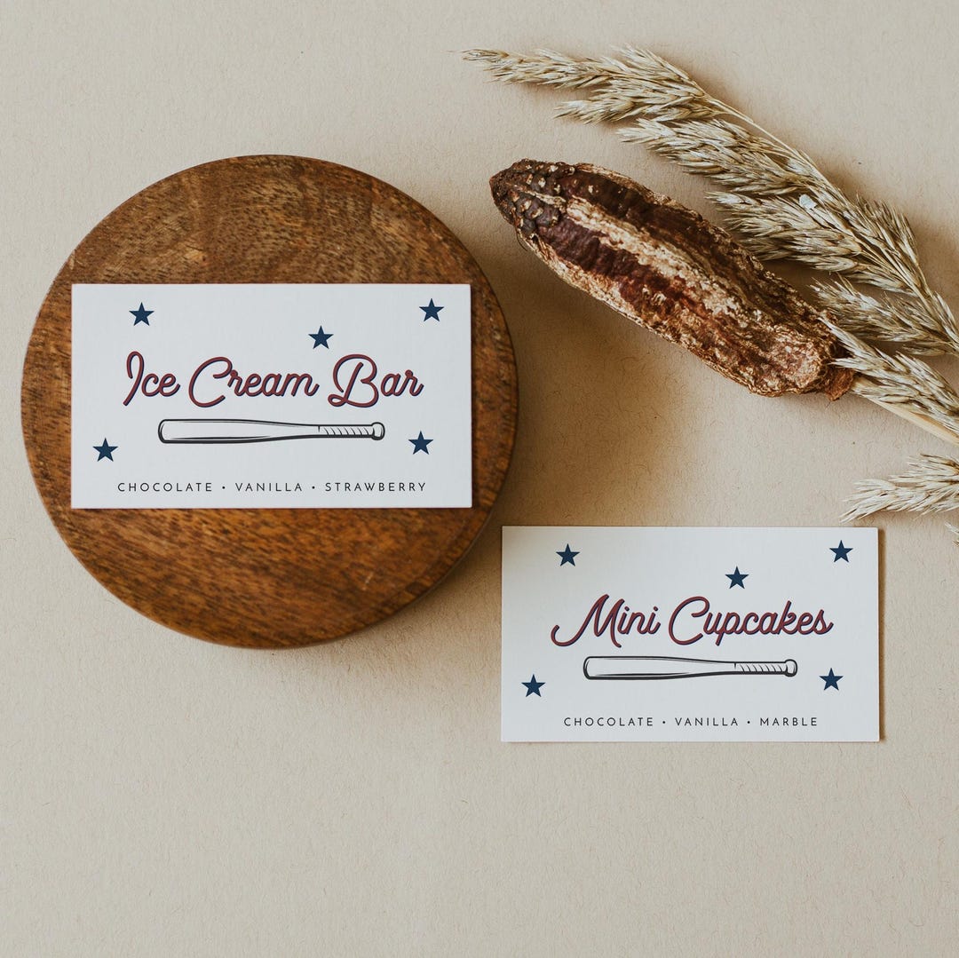 Baseball Buffet Cards, Baseball Birthday Buffet Card Template, Sports ...
